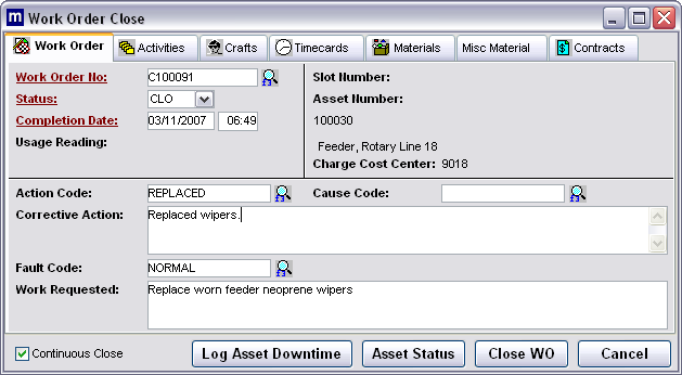 C.A.M. inc. - Track Asset Downtime within Mainsaver